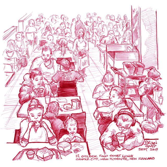 Sketchy Drawings: Food Court Lunch