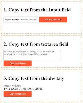 Copy To Clipboard Using Jquery Plugin With Examples | SKPTRICKS