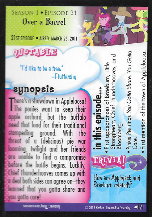 MLP Over A Barrel Trading Cards | MLP Merch