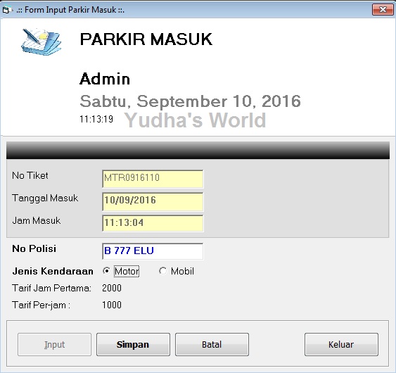 [VB 6.0] Aplikasi Parkir ~ Yudha's World