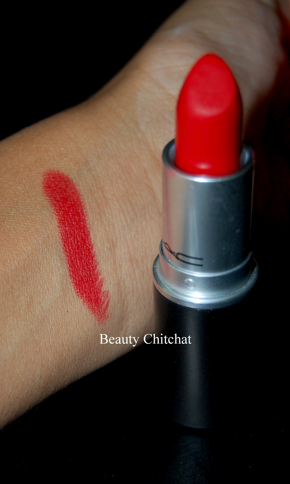 Beauty Chitchat: MAC Lipstick "THE" Ruby Woo: Swatch and Review!