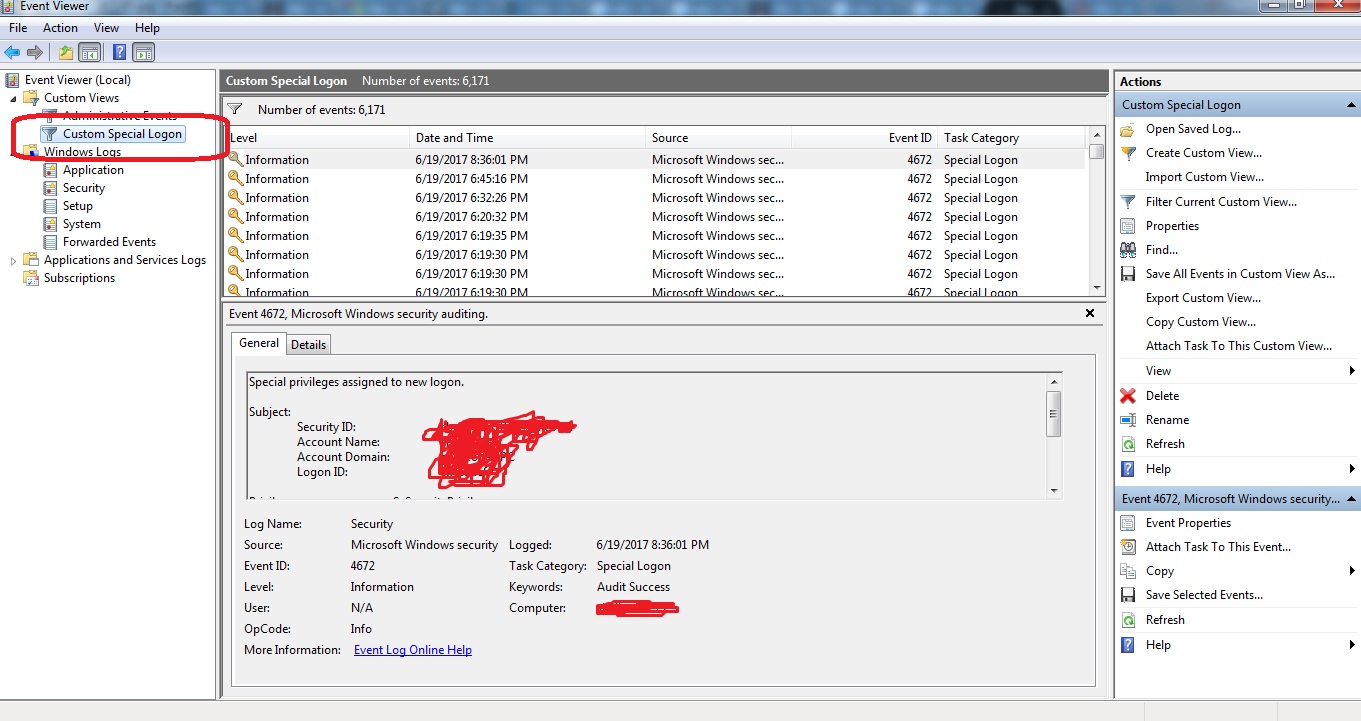 Analyzing windows event log for malicious activity