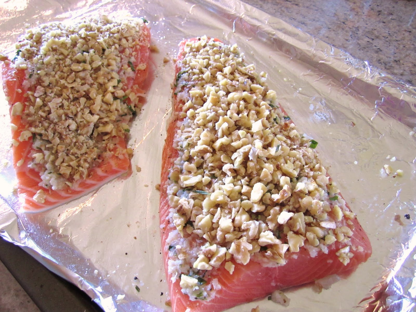 Cooking The Day Away: Walnut Encrusted Salmon with White Wine Mushrooms...