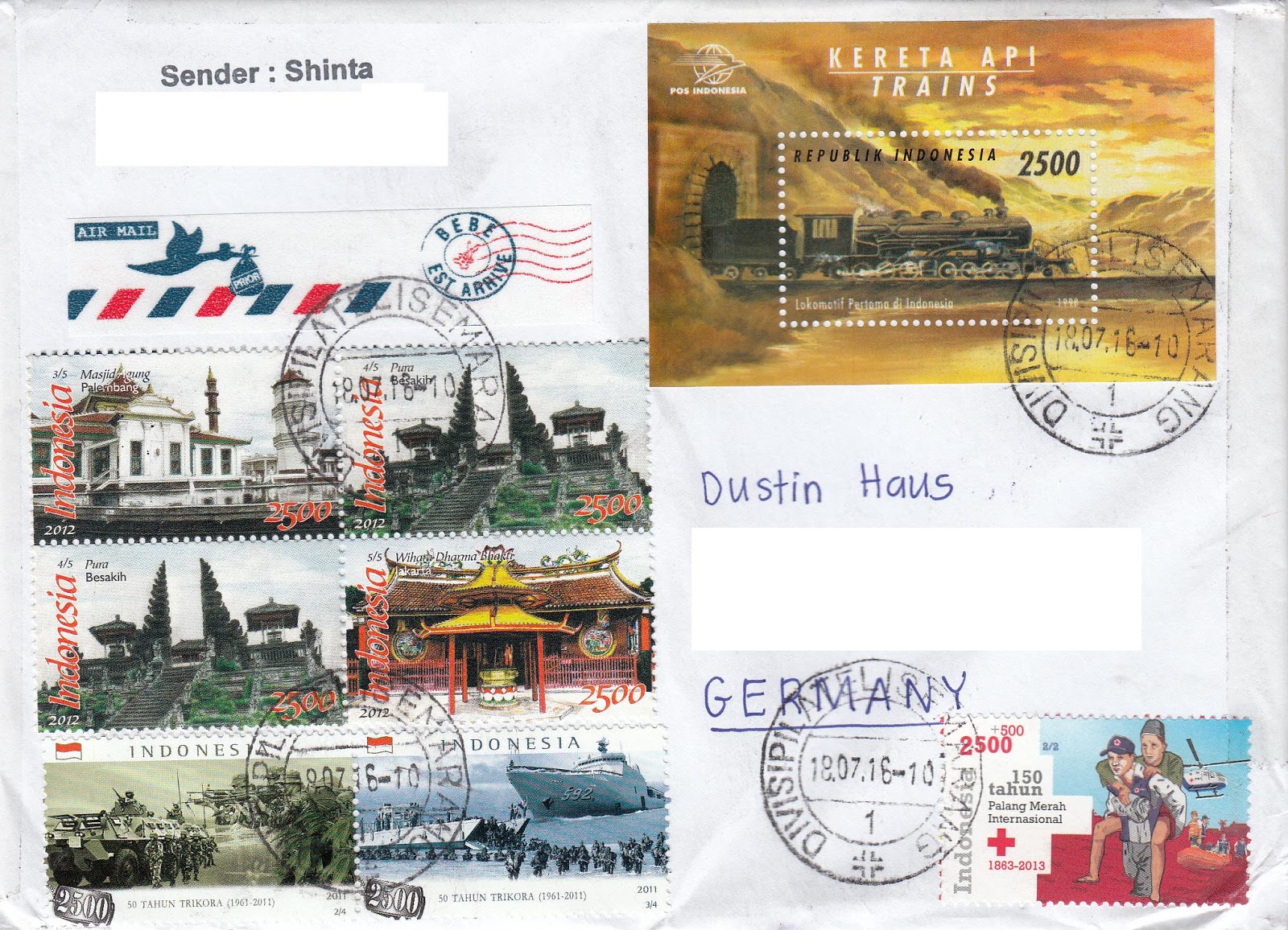 My postcard and stamp week: cover from Indonesia