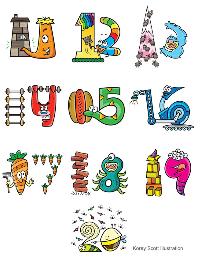 Korey Scott Illustration: Number Creature Workbooks