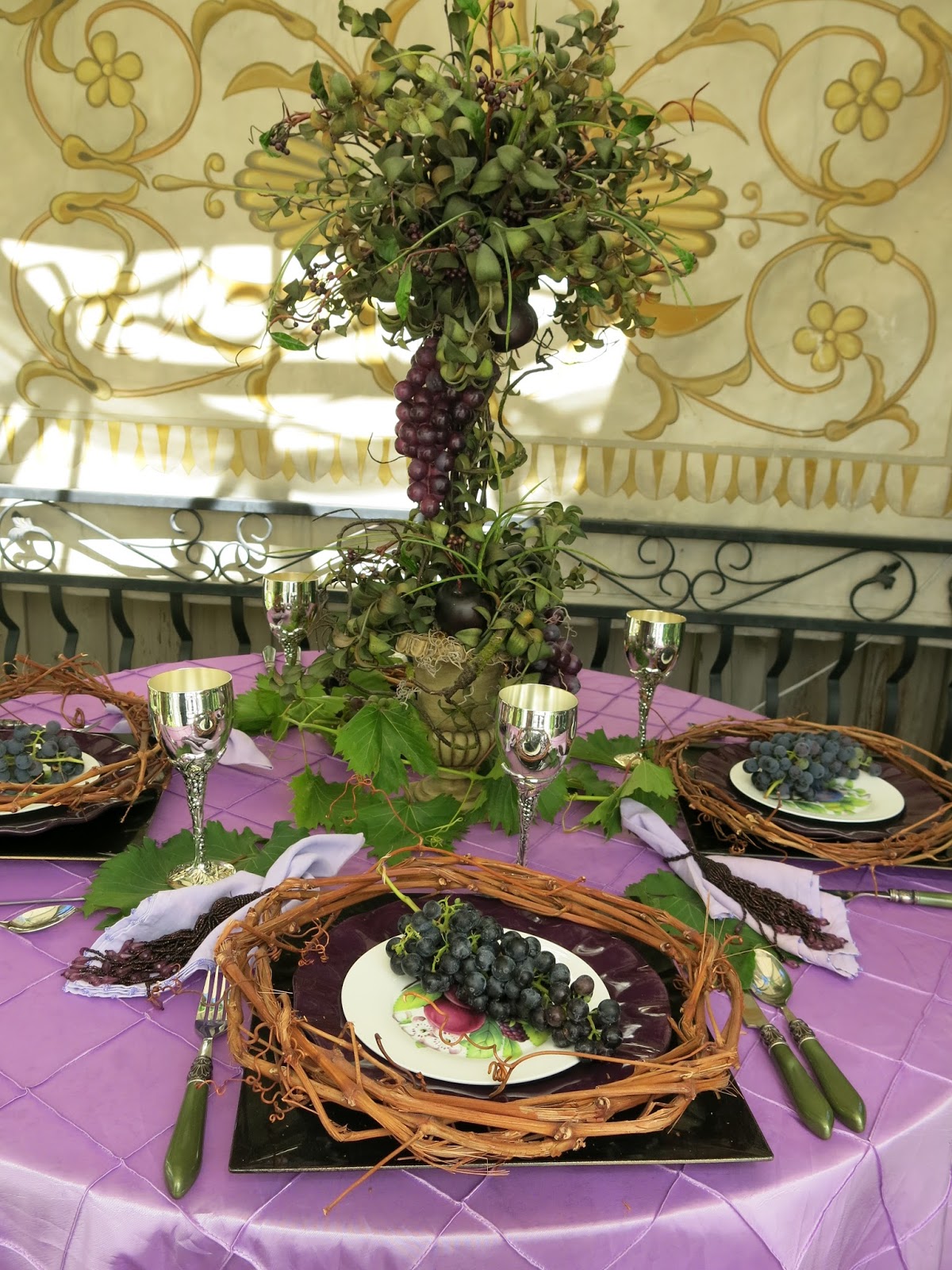 Harvest Grapes Tablescape - Purple Chocolat Home