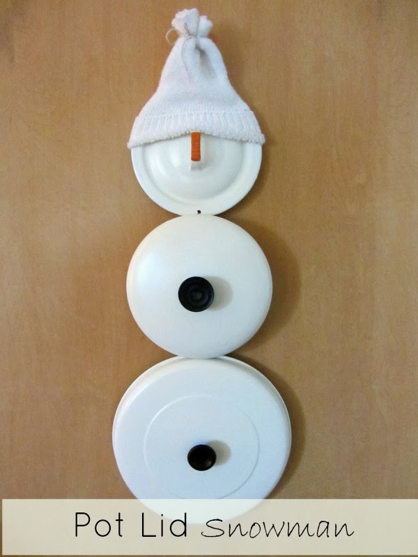 A Repurposed Pot Lid Snowman - Organized Clutter