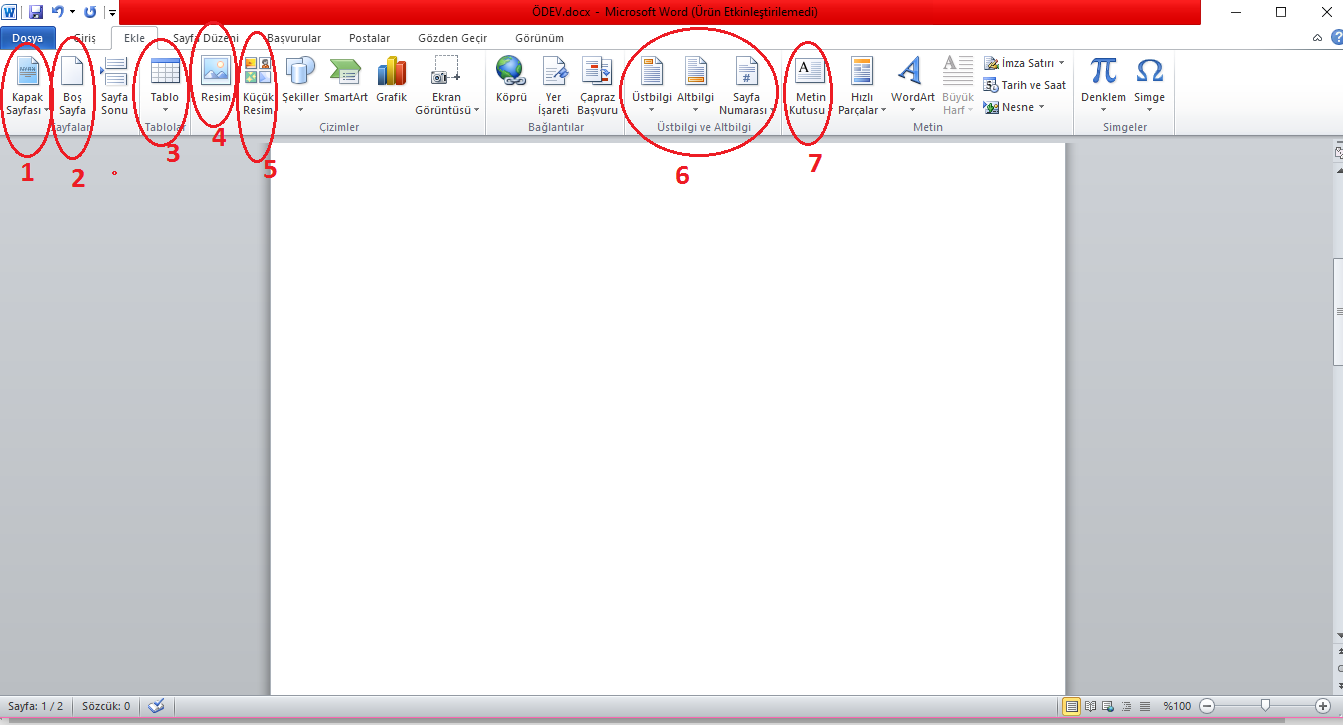 By Mechatronics Engineering: Microsoft word'de ekle seçeneği