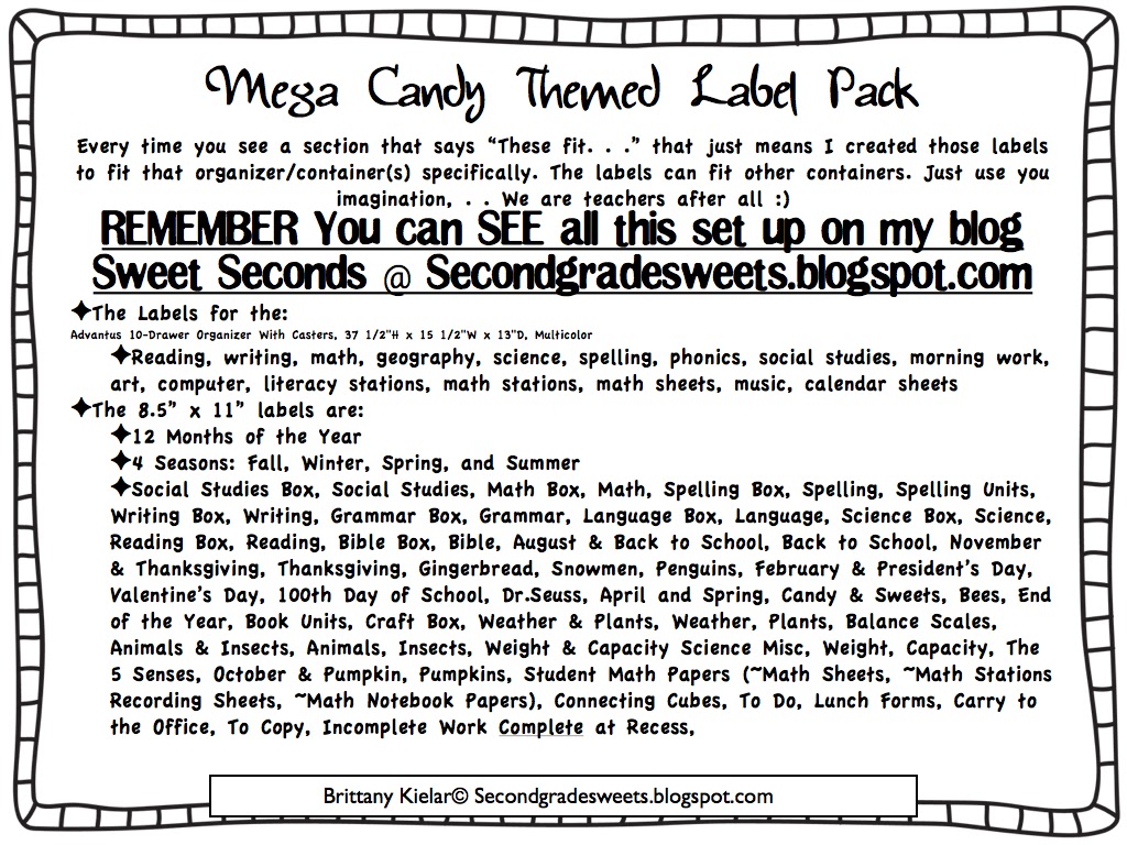 Sweet Seconds: I'm BACK! Candy Themed Labels