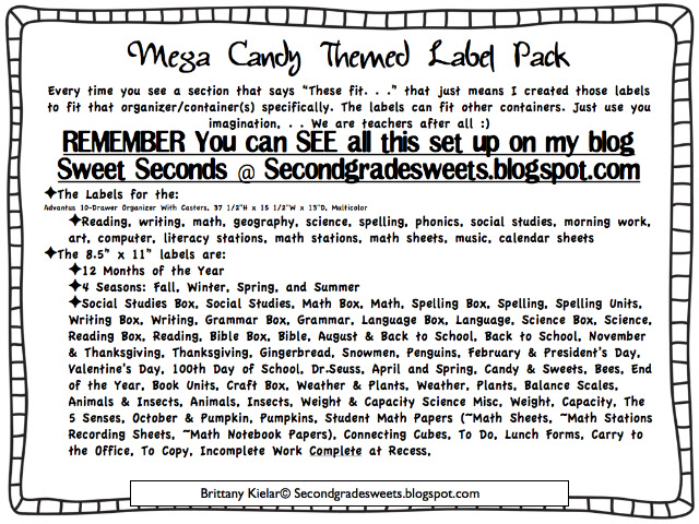 Sweet Seconds: I'm BACK! Candy Themed Labels