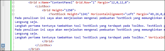 ScrollBox atau ListBox pada TextBlock, Windows Phone