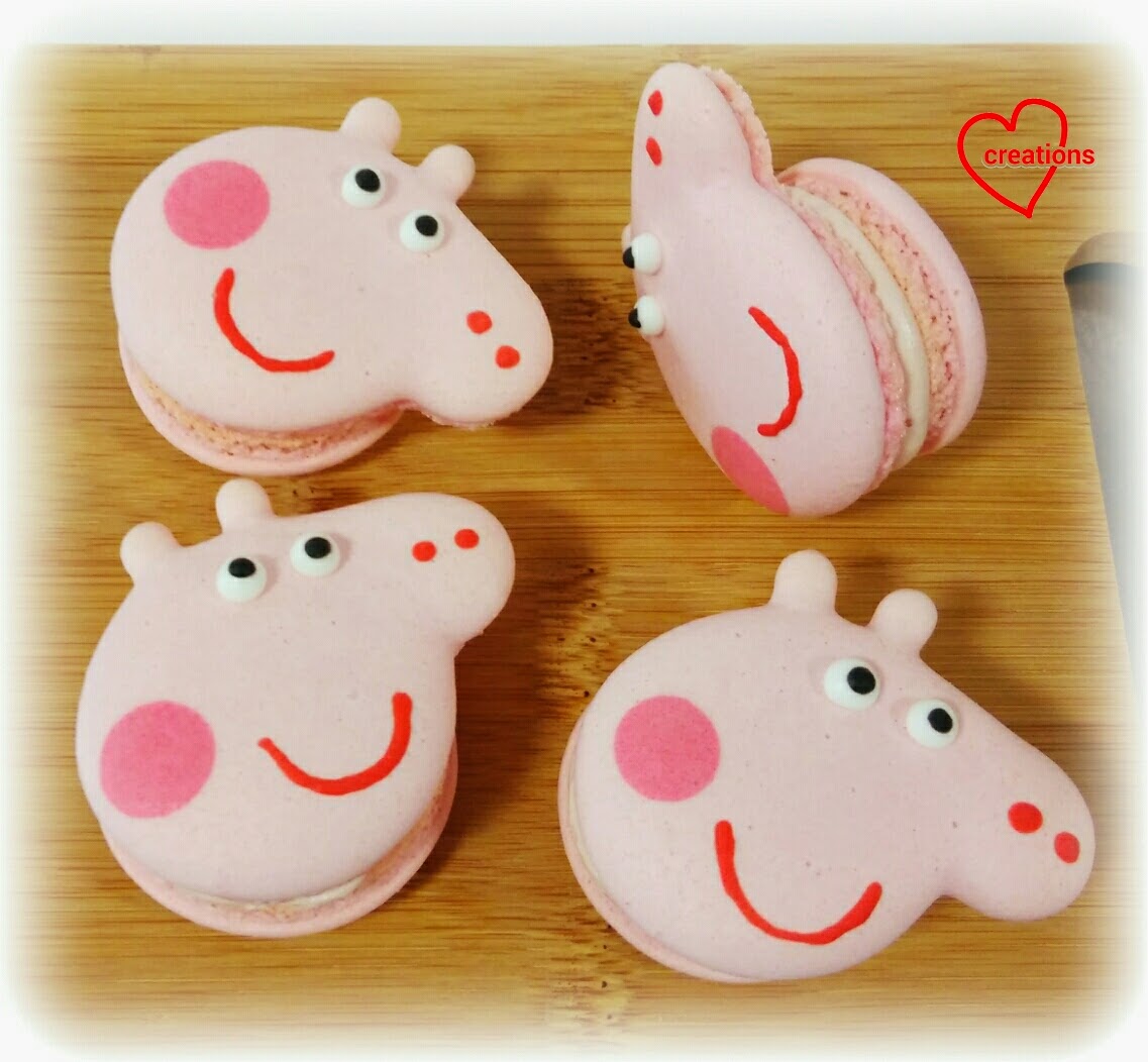 Loving Creations for You: Peppa Pig Macarons with Raspberry Swiss ...