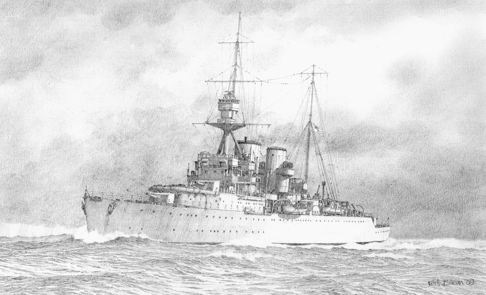 Keith Bacon Naval Artist: HMS Effingham