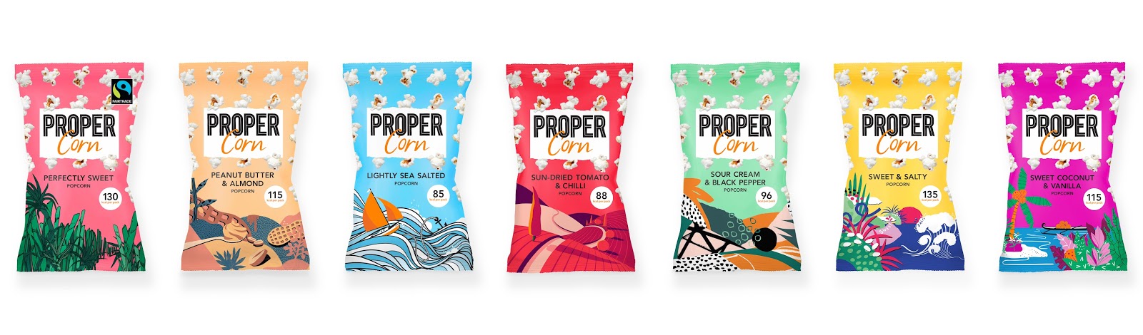 7 Flavours. 7 Artists – PROPERCORN Redesign – Packaging Of The World