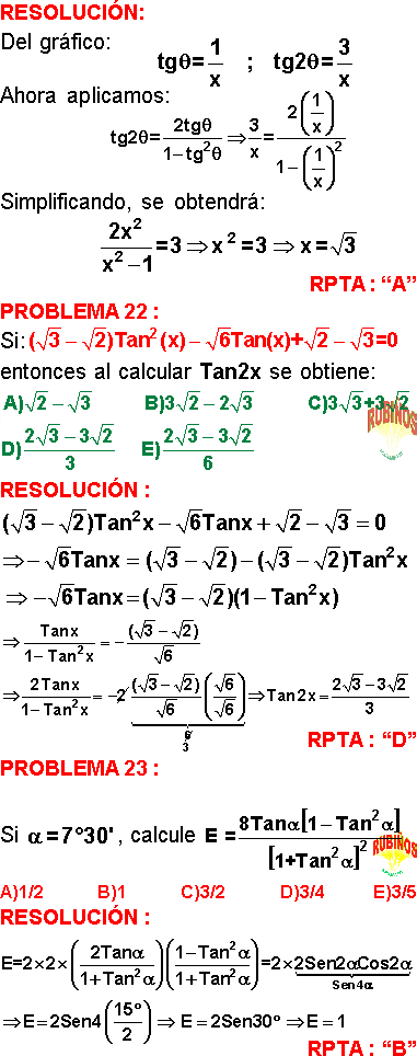 RAZONES TRIGONOMÉTRICAS DE ARCO DOBLE EJERCICIOS RESUELTOS