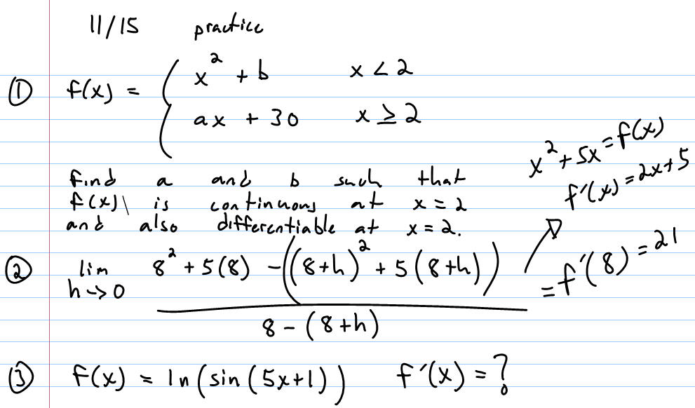 ML1983Mathematics: Calculus: Derivatives through definition (using limits)