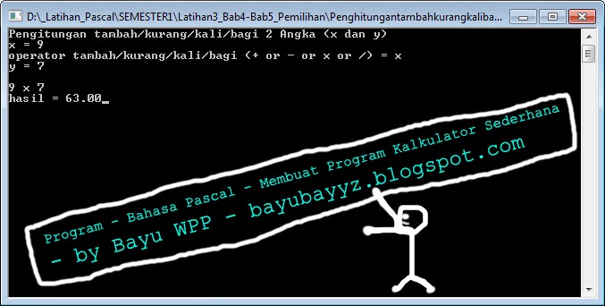 Program Kalkulator Sederhana Pengitungan dengan 4 operator (+,-,x ...