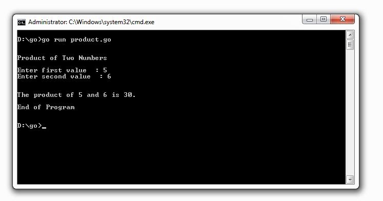 Free Programming Source Codes And Computer Programming Tutorials Product Of Two Numbers In Go