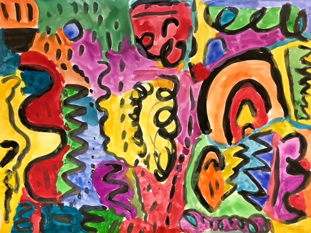 Art at Hosmer: Collaborative Line & Color Paintings