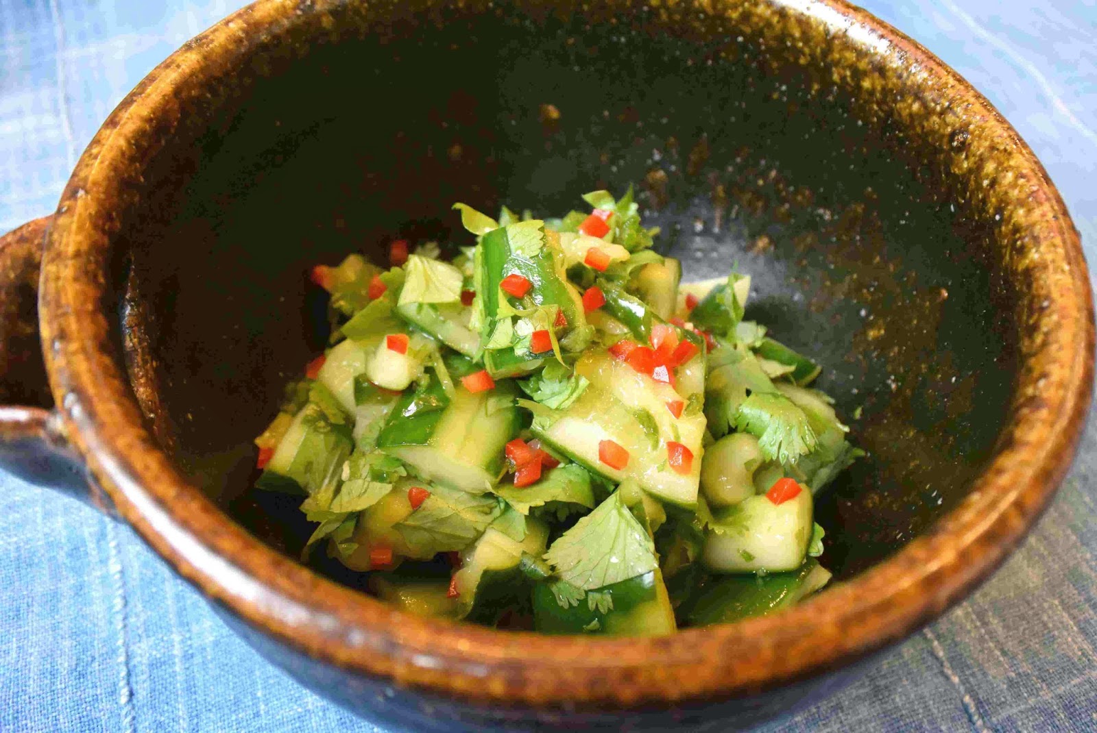 Recipes for Tom: Kyuri to kosai no nanpura-ae / cucumber and cilantro ...