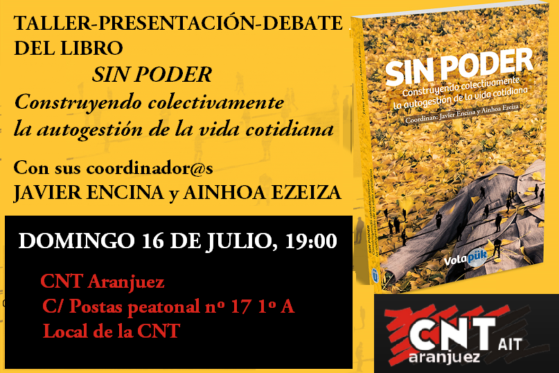 VOLAPÜK EDICIONES: Presentación de SIN PODER en Aranjuez
