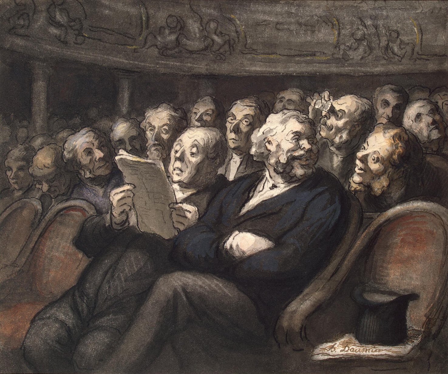 Intermission at the Comedie Francaise - Honore Daumier | Endless Paintings
