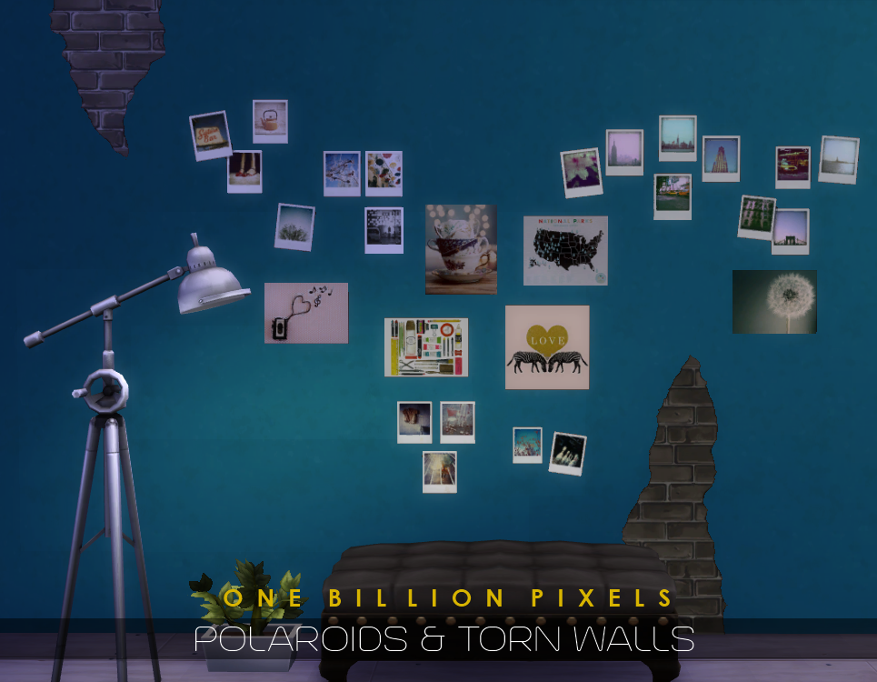 Polaroids & Torn Walls (The Sims 4) - One Billion Pixels