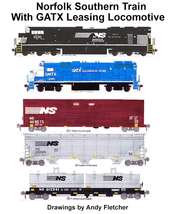 Andy Fletcher Blog-: A Norfolk Southern Train with a Leased GATX GP38--2