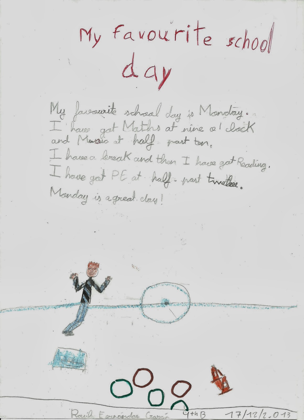 I love English: MY FAVOURITE SCHOOL DAY 4th Primary