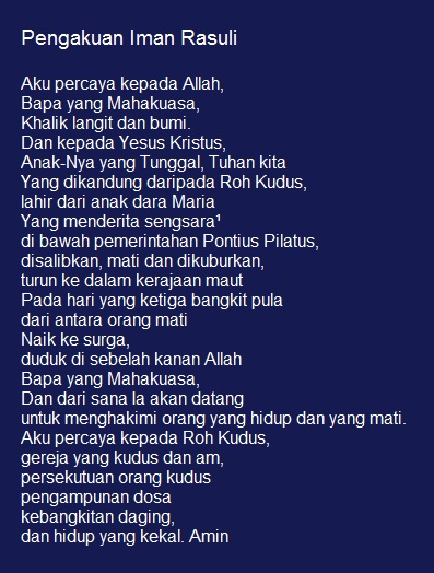 PENGAKUAN IMAN RASULI ~ PENGAKUAN-PENGAKUAN