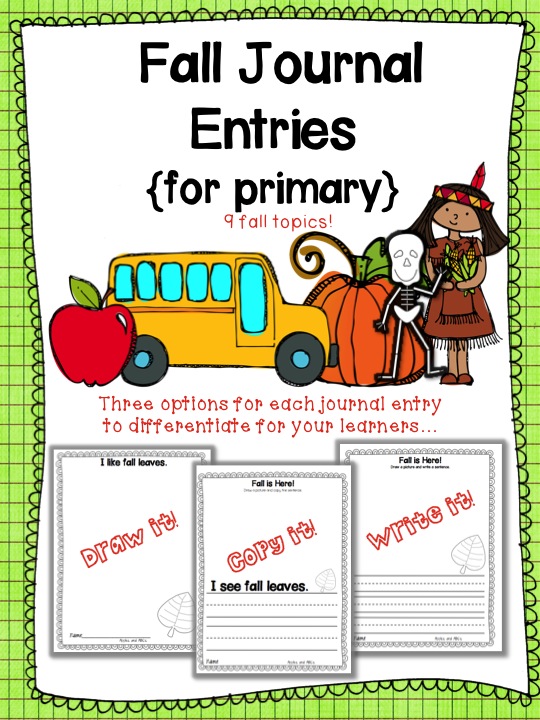 Fall Journal Entries for Primary - Apples & ABC's