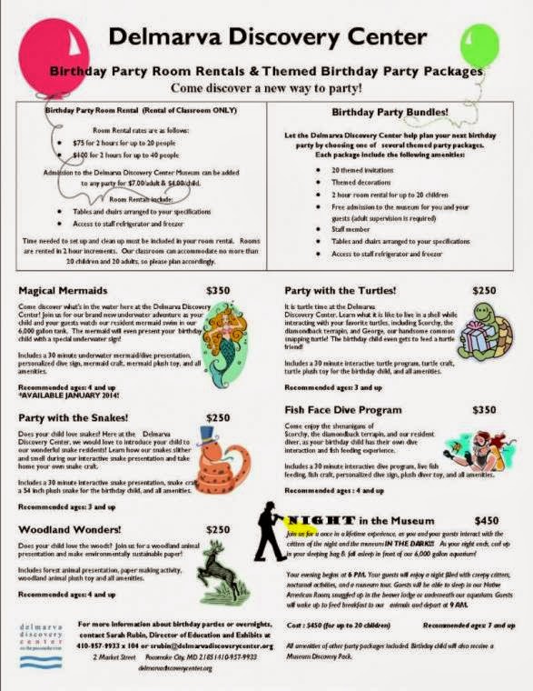 The Pocomoke Public Eye: Demarva Discovery Center ~ Themed Birthday ...