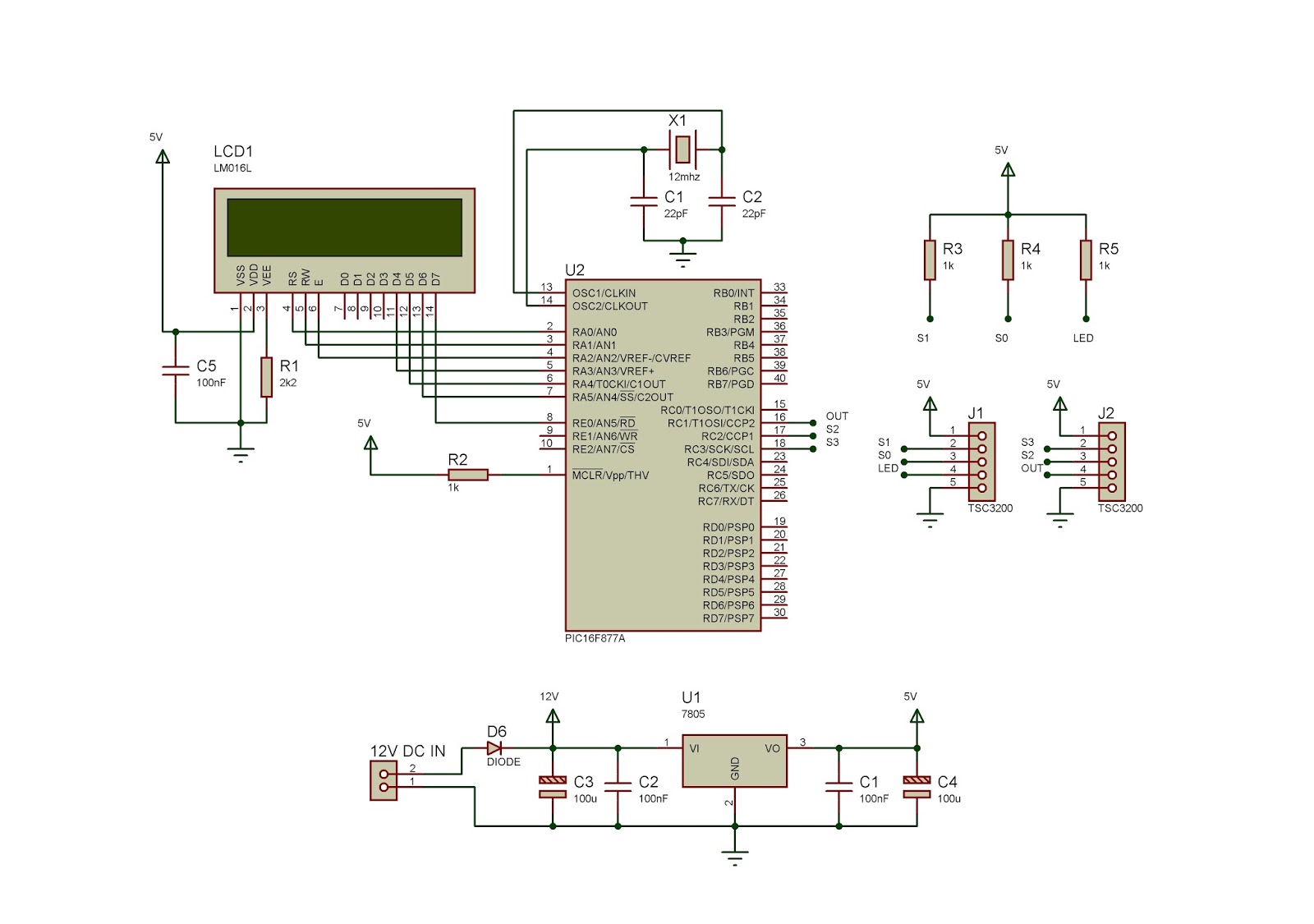 Mạch phân loại màu dùng cảm biến màu TCS3200 hiển thị LCD 16x2 ~ 220von