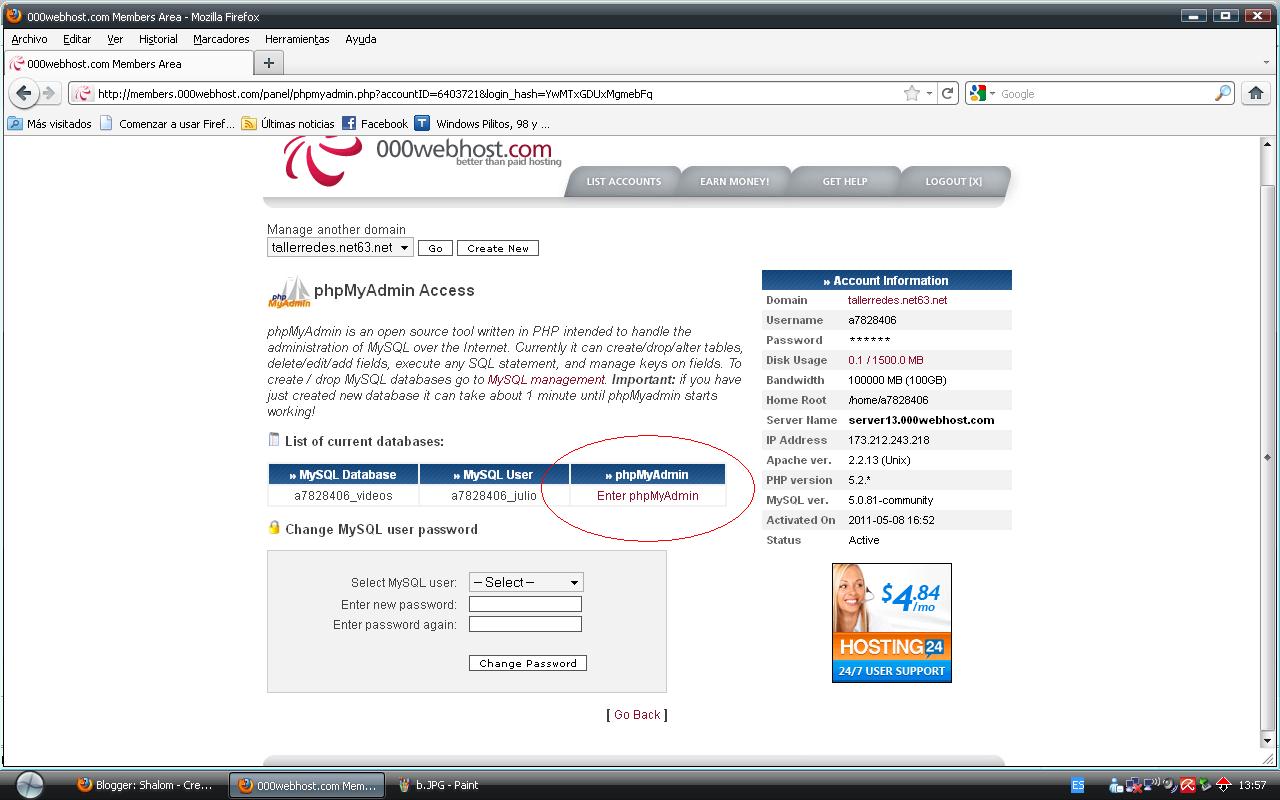 CONEXION MYSQL CON PHP Y MYSQL EN 000WEBHOST