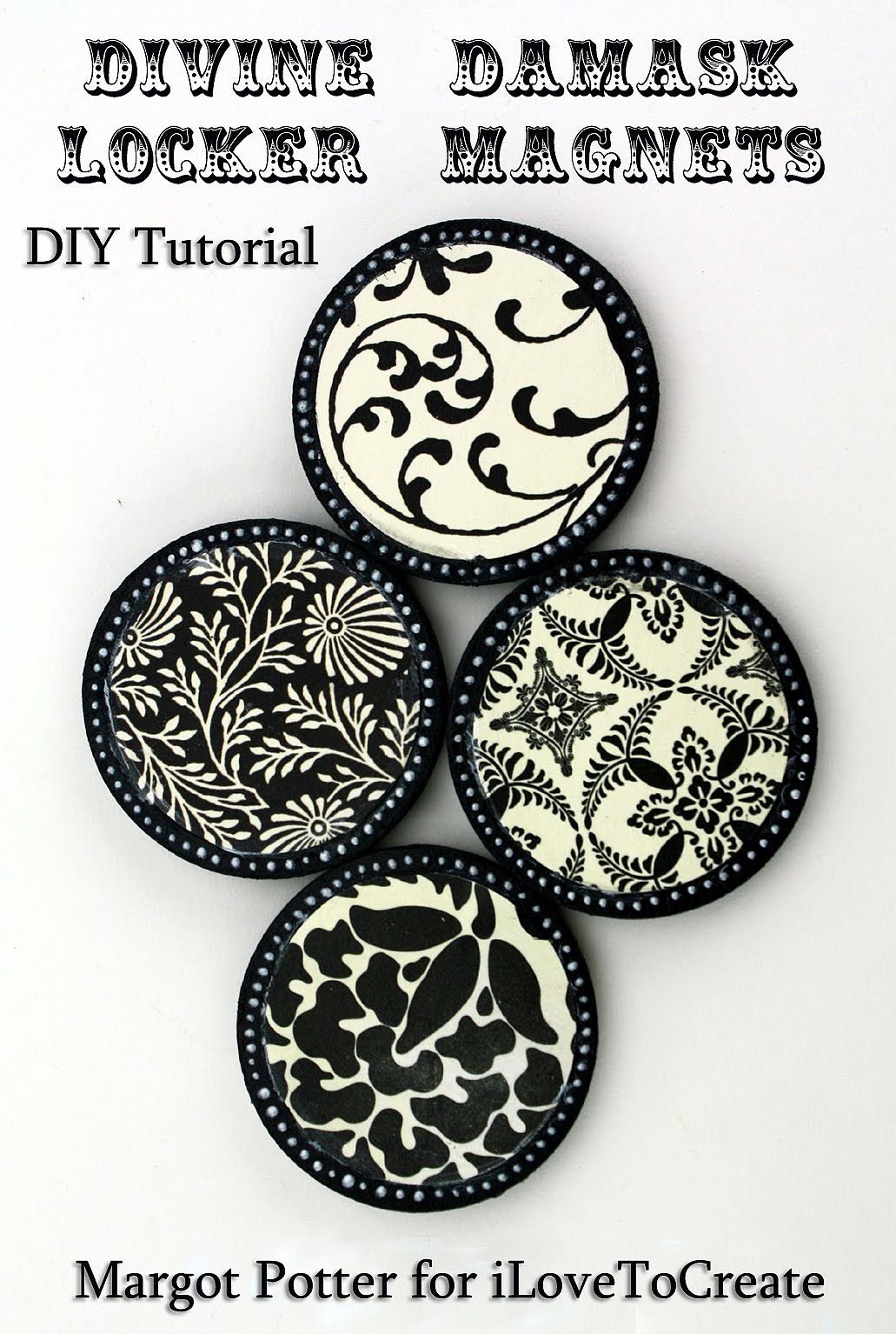 iLoveToCreate Blog: iLoveToCreate Teen Crafts: Divine Damask Locker Magnets
