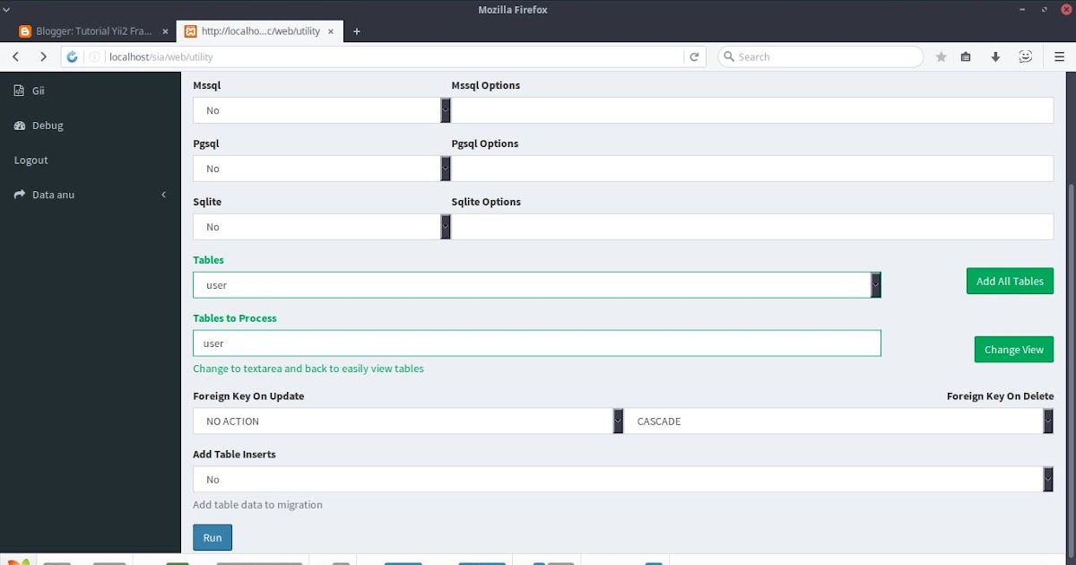 Buat migration secara otomatis dari tabel database yang sudah ada | Tutorial Yii2