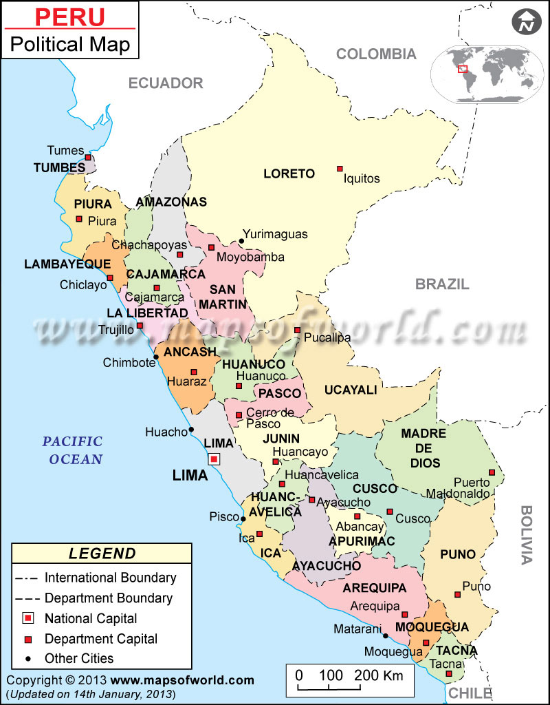 Mapa político de perú