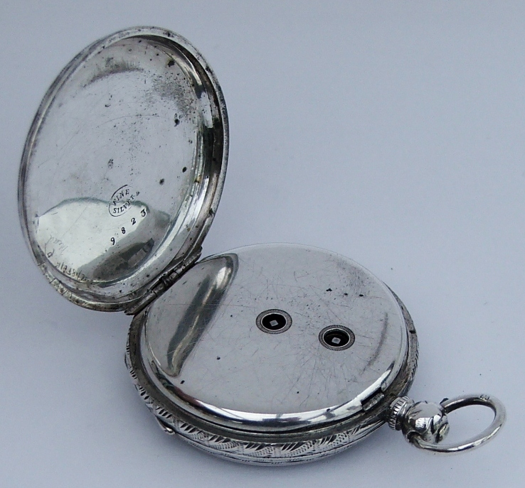 Silver: Lovely antique hand chased fine silver silver fob pocket watch