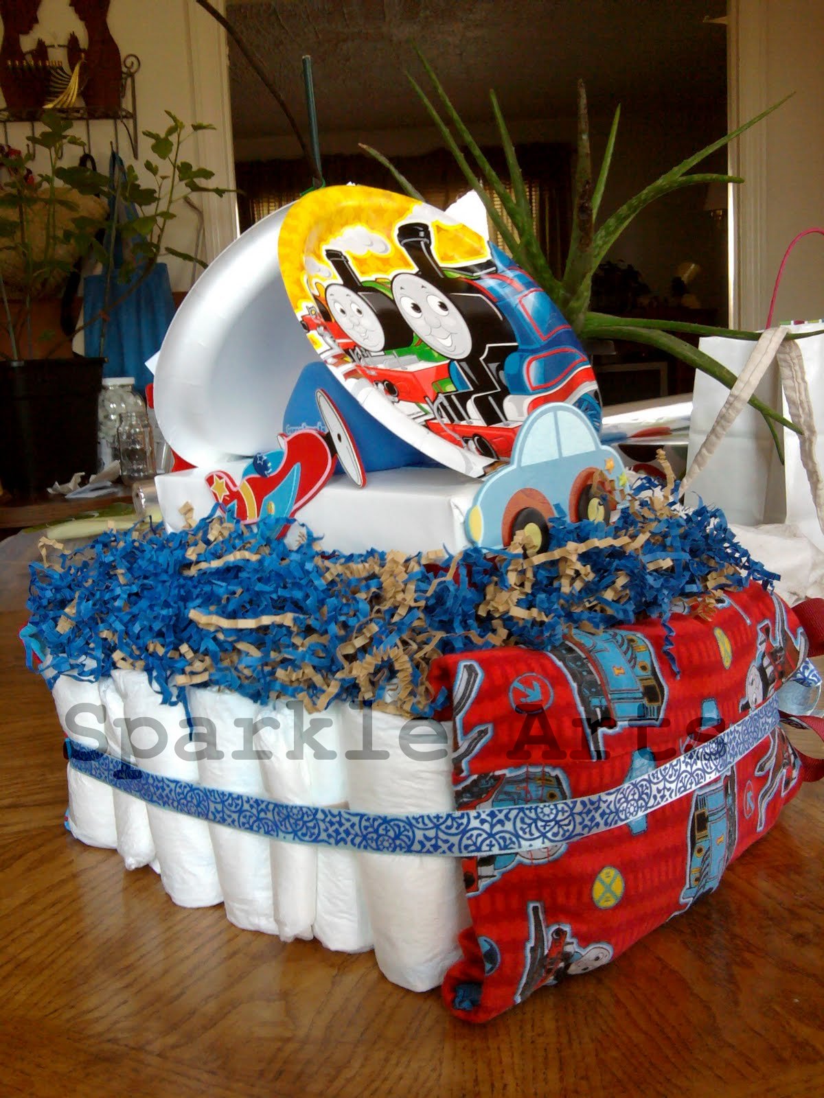 By Sparkle Arts: Thomas the Train Diaper Cake