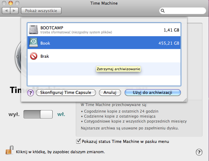 Mój Maczek: Zewnętrzny dysk i kopia zapasowa za pomocą programu Time ...