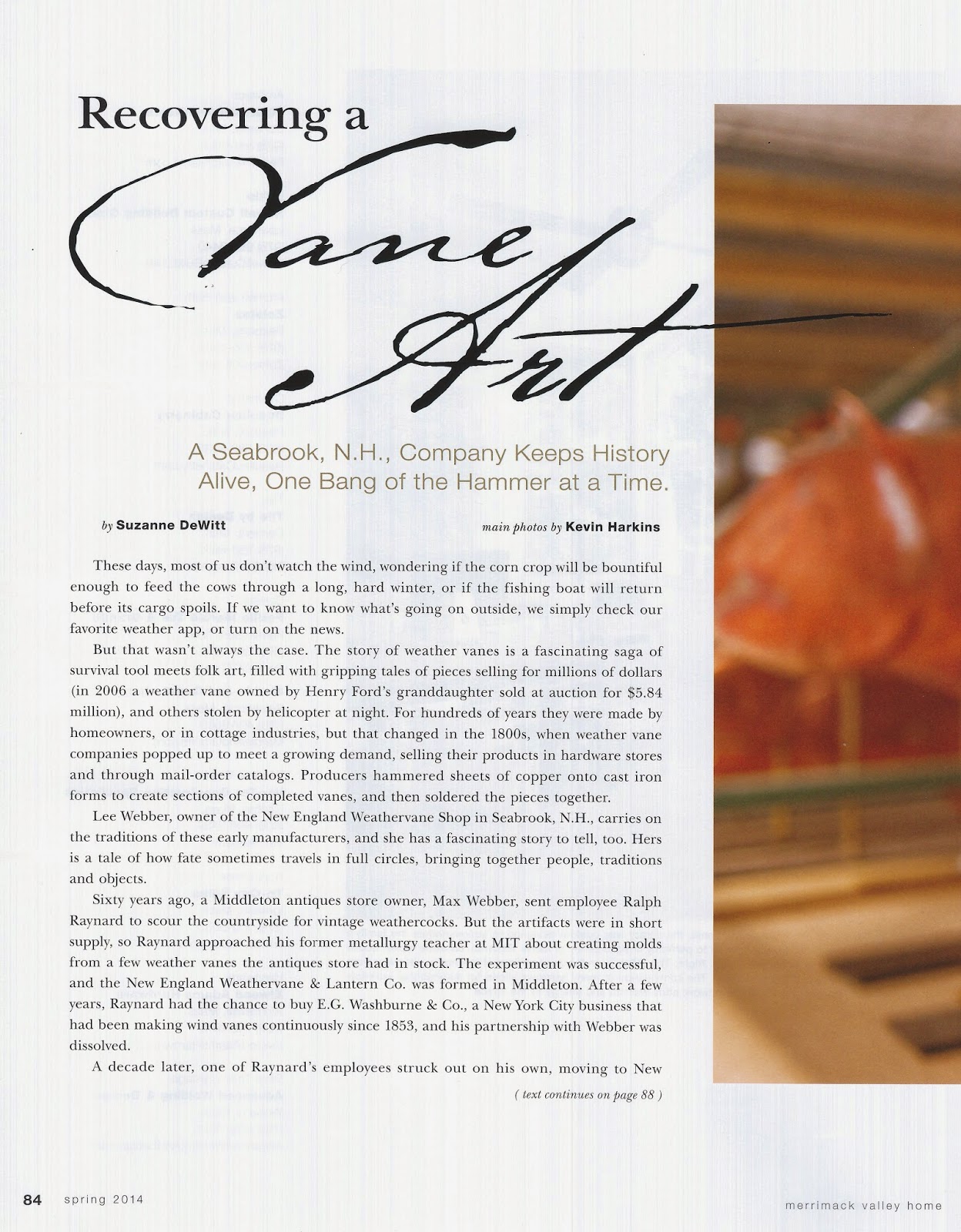 Recovering a Vane Art: one family's effort keeps the historic creation ...