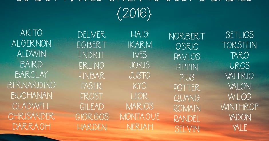 Ren's Baby Name Blog: 50 Boy Names Given to Just 5 Babies {2016}