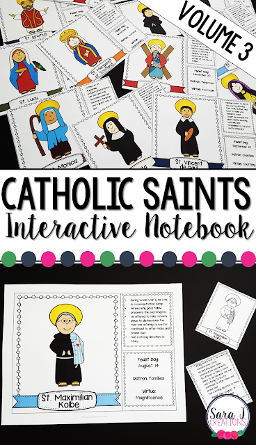 Catholic Saints Interactive Notebook Volume 2 & 3 | Sara J Creations