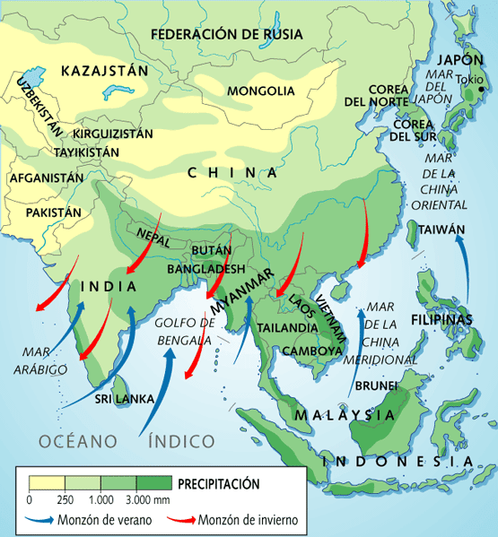 Asia Meridional: Mapa físico 2