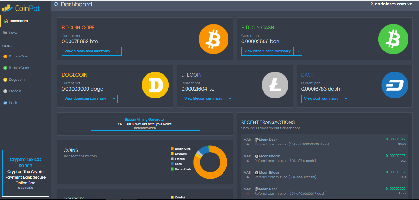CoinPot procesador de pagos online para Bitcoin (microWallet) - EnDolares