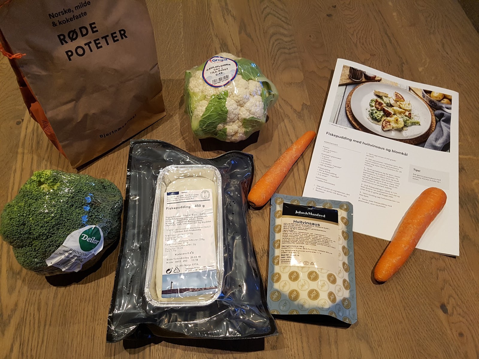 Edels Mat : Fiskepudding med hvitvinsaus og blomkål