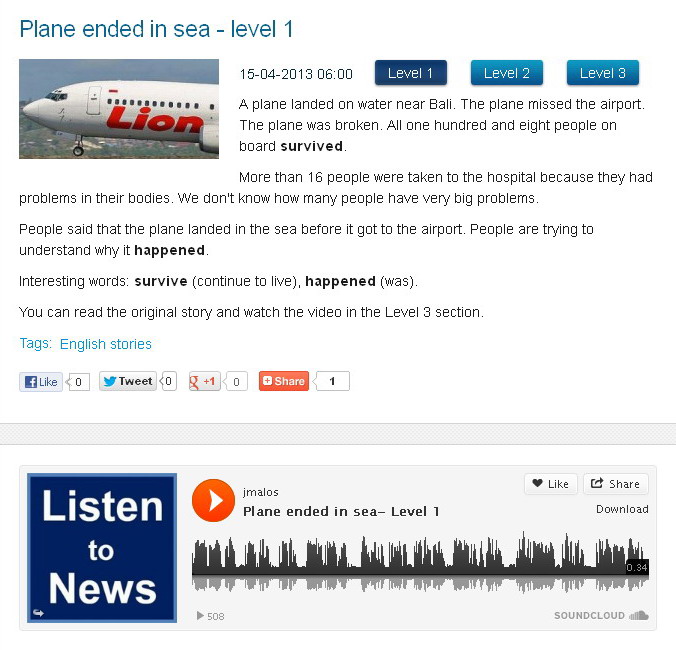 English Elda: English News in Levels