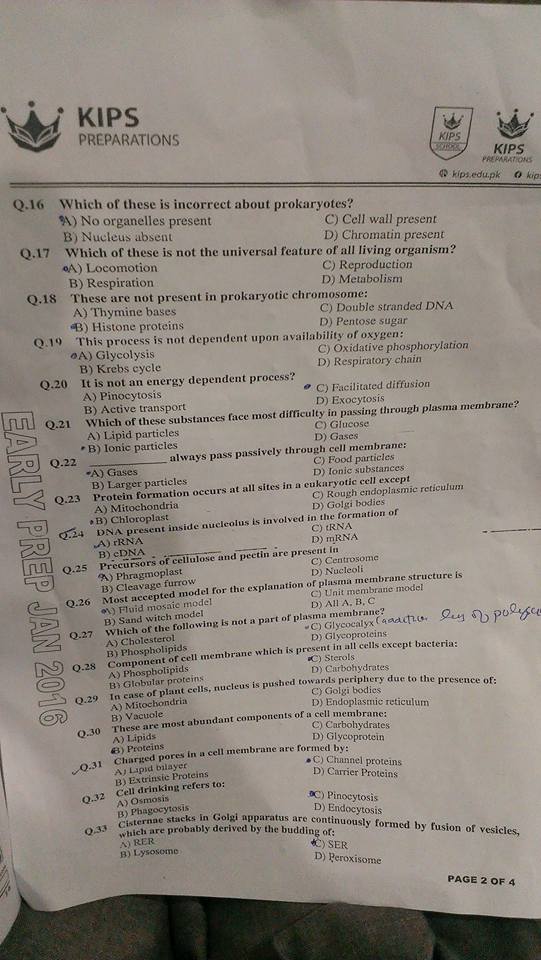 All Exam Soloutions And Notes: Biology Kips unit wise test Of Mcat 2016