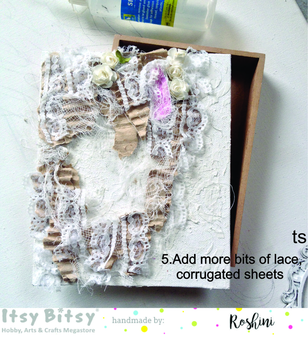 "Beautiful" Mixed Media canvas using chipboard frame - Roshini Crafts