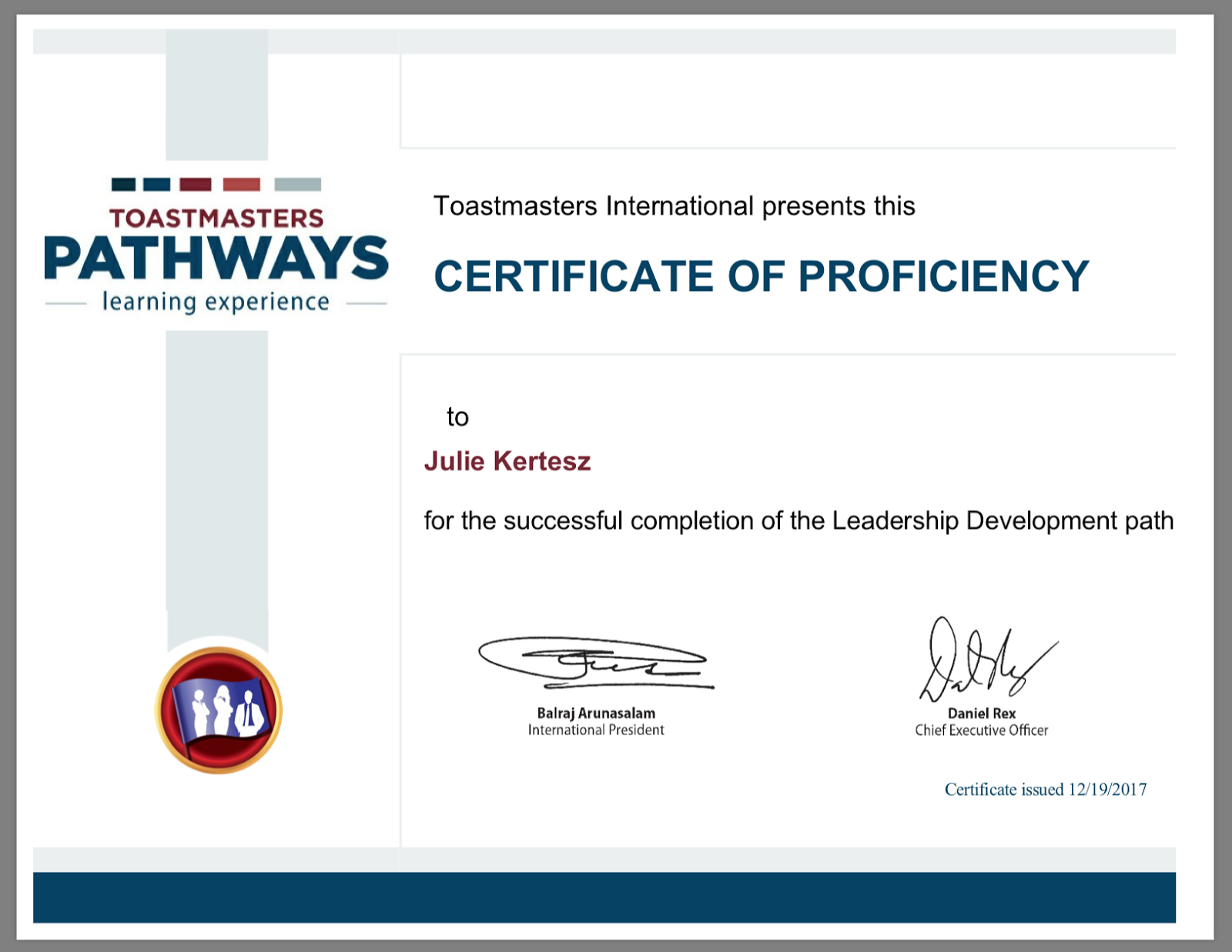 Pathways experience: Leadership Development Level 5 finished